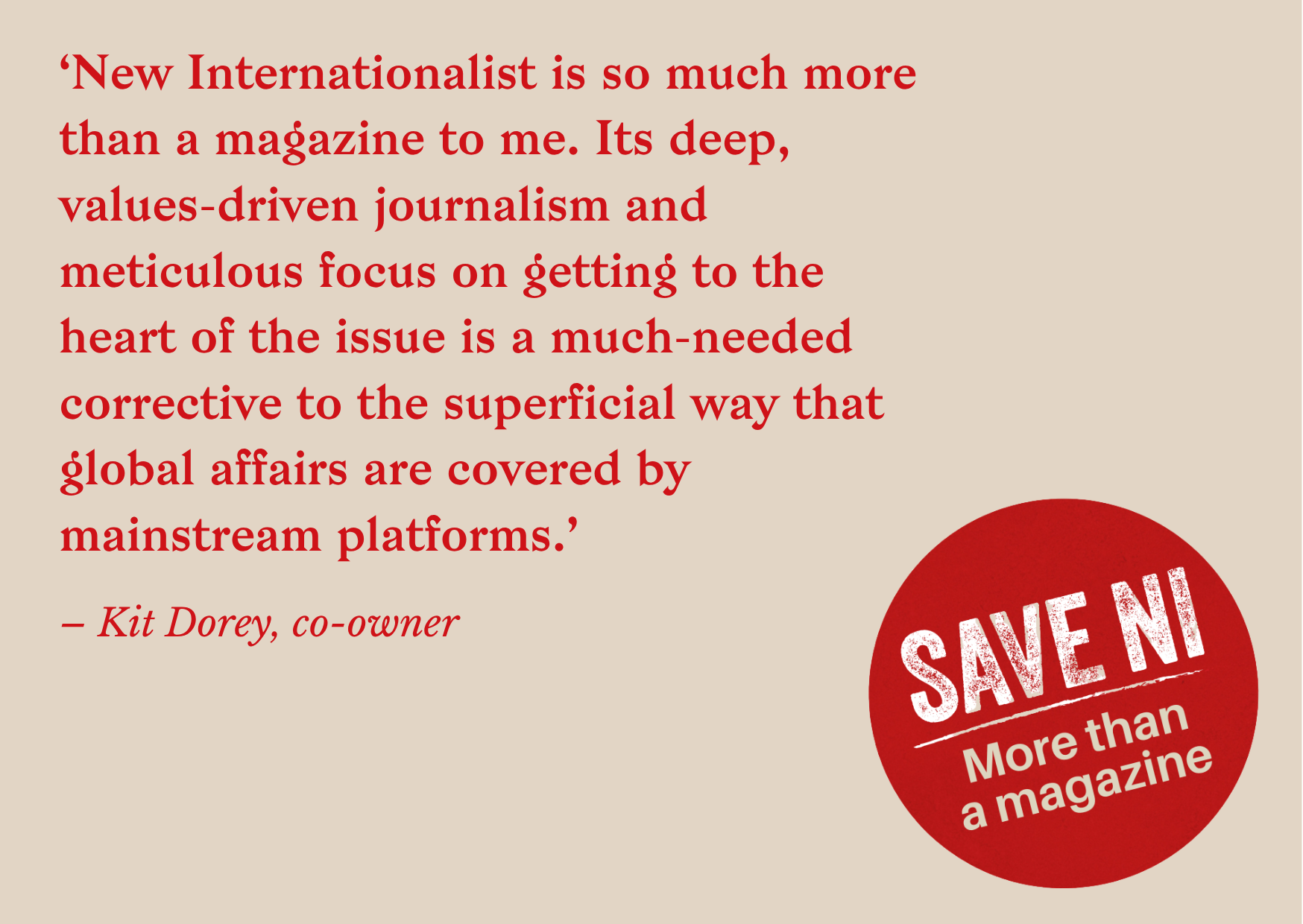 Save New Internationalist: More than a Magazine - a Politics ...
