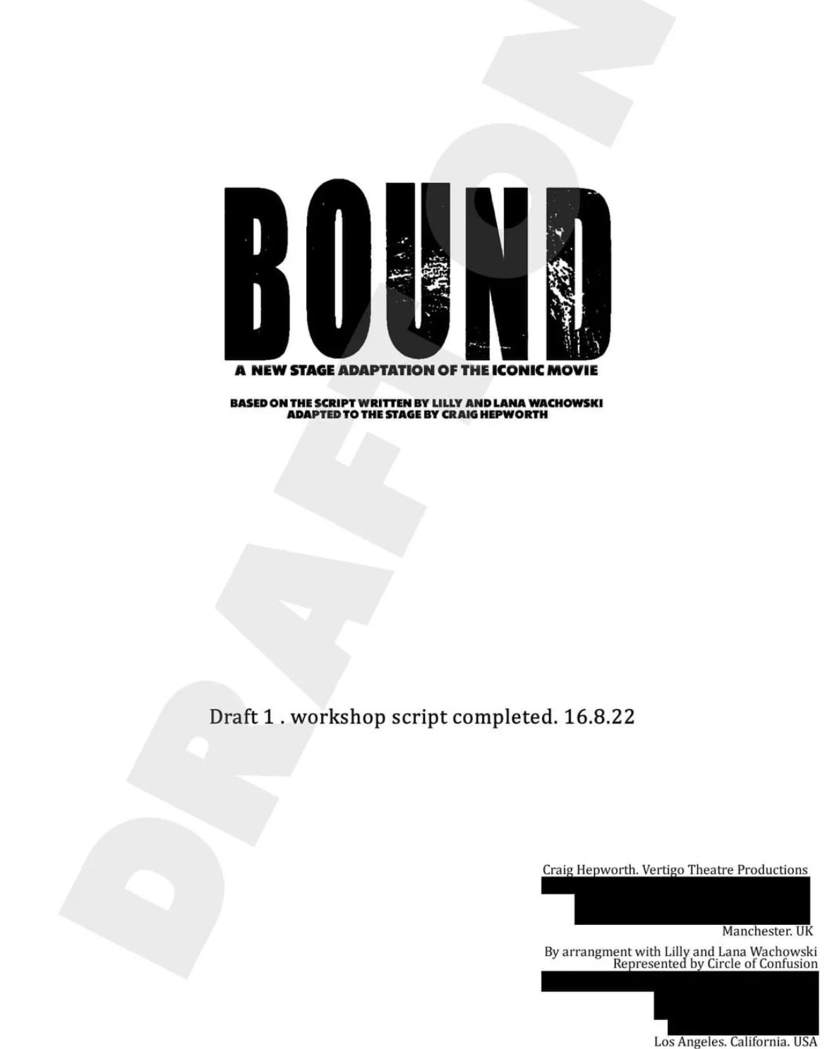 BOUND - World Premiere Stage Adaptation - a Community crowdfunding ...