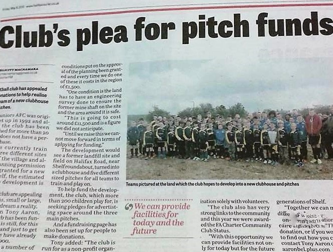 Shelf Juniors Football Club Windmill Park - a crowdfunding project in ...
