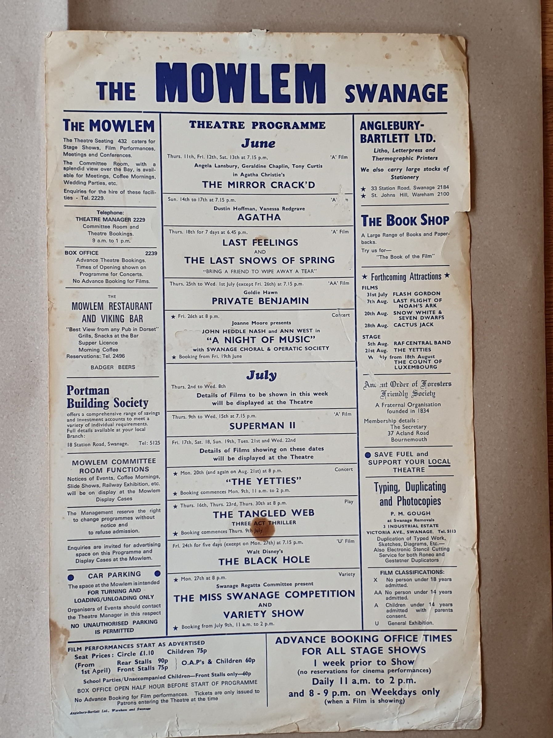Vintage Mowlem Theatre Poster Framing Project - a Music crowdfunding ...