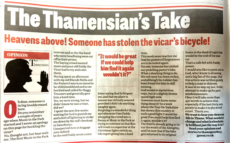 Get the Vicar's bike back - a Community crowdfunding project in Thame ...